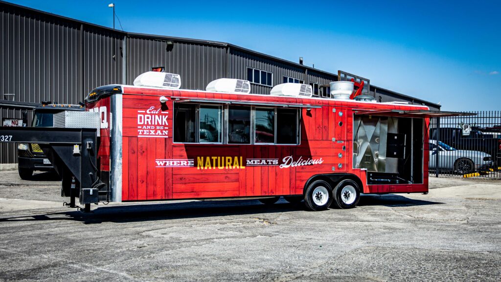 H.E.B 28′ MOBILE BBQ FOOD TRAILER - Cruising Kitchens
